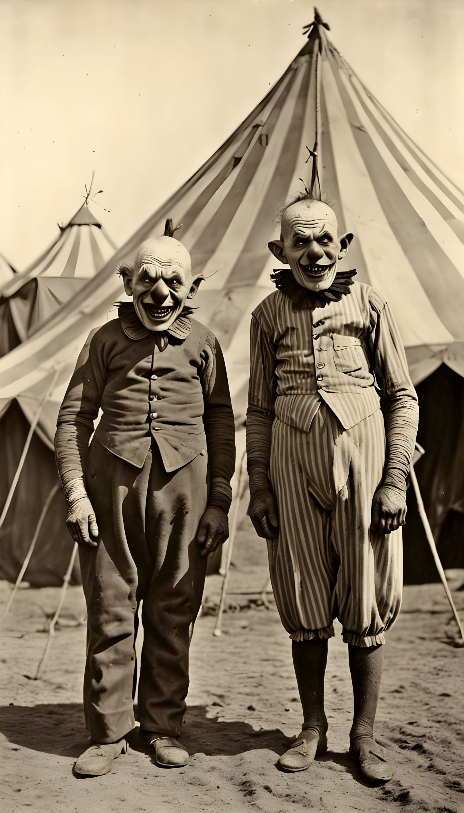 Sepia Toned Vintage Side Show Circus Clown Photos (Continued)