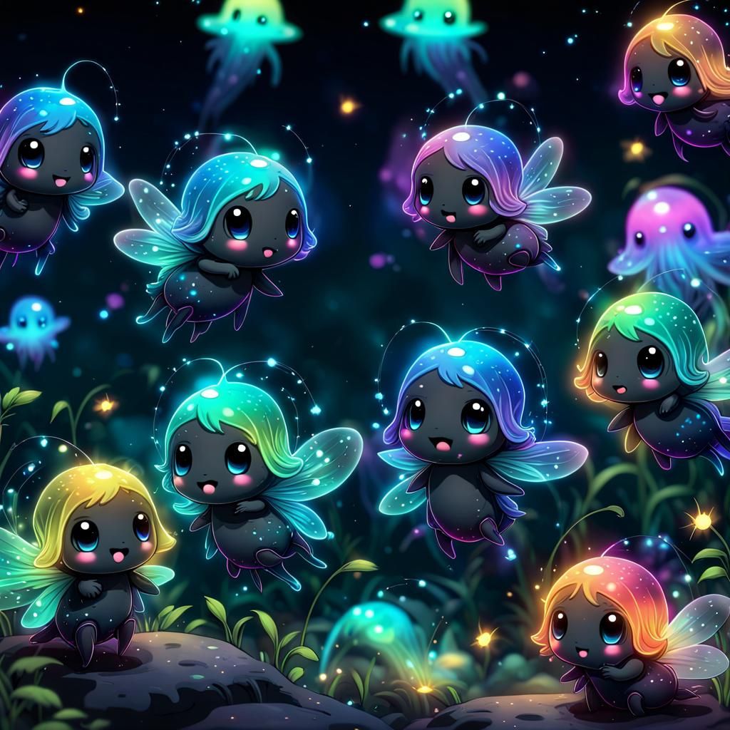 chibi, fireflies, ... - AI Generated Artwork - NightCafe Creator