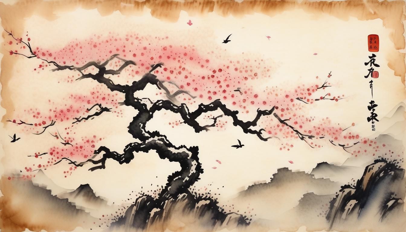 Sakura tree, ink and watercolor painting - AI Generated Artwork ...