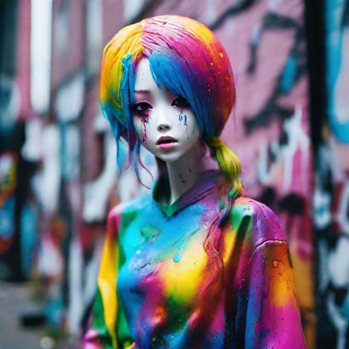surrealist, minimalist photography of a Japanese female bjd, ball ...