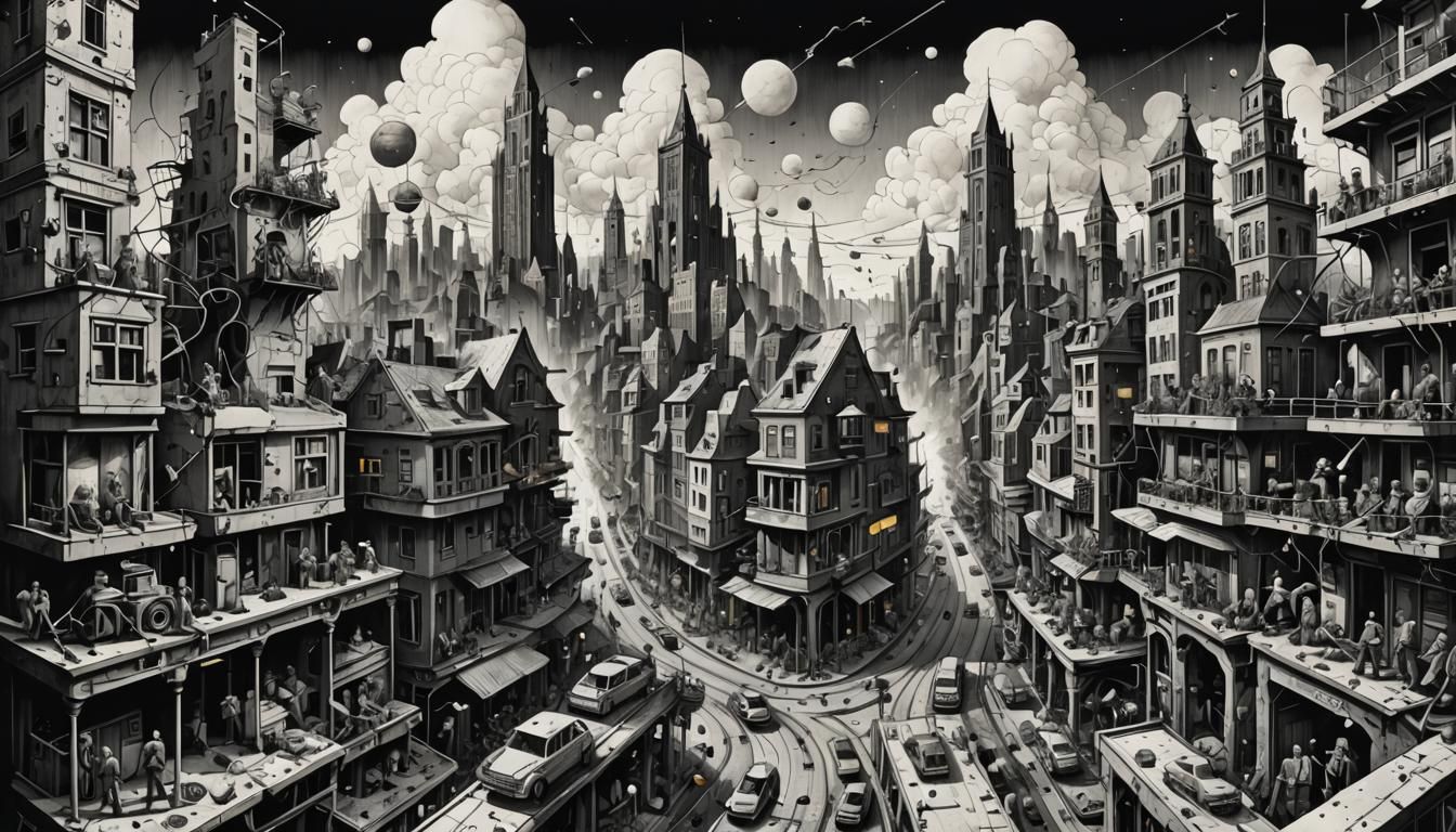 Chaotic cityscape - AI Generated Artwork - NightCafe Creator