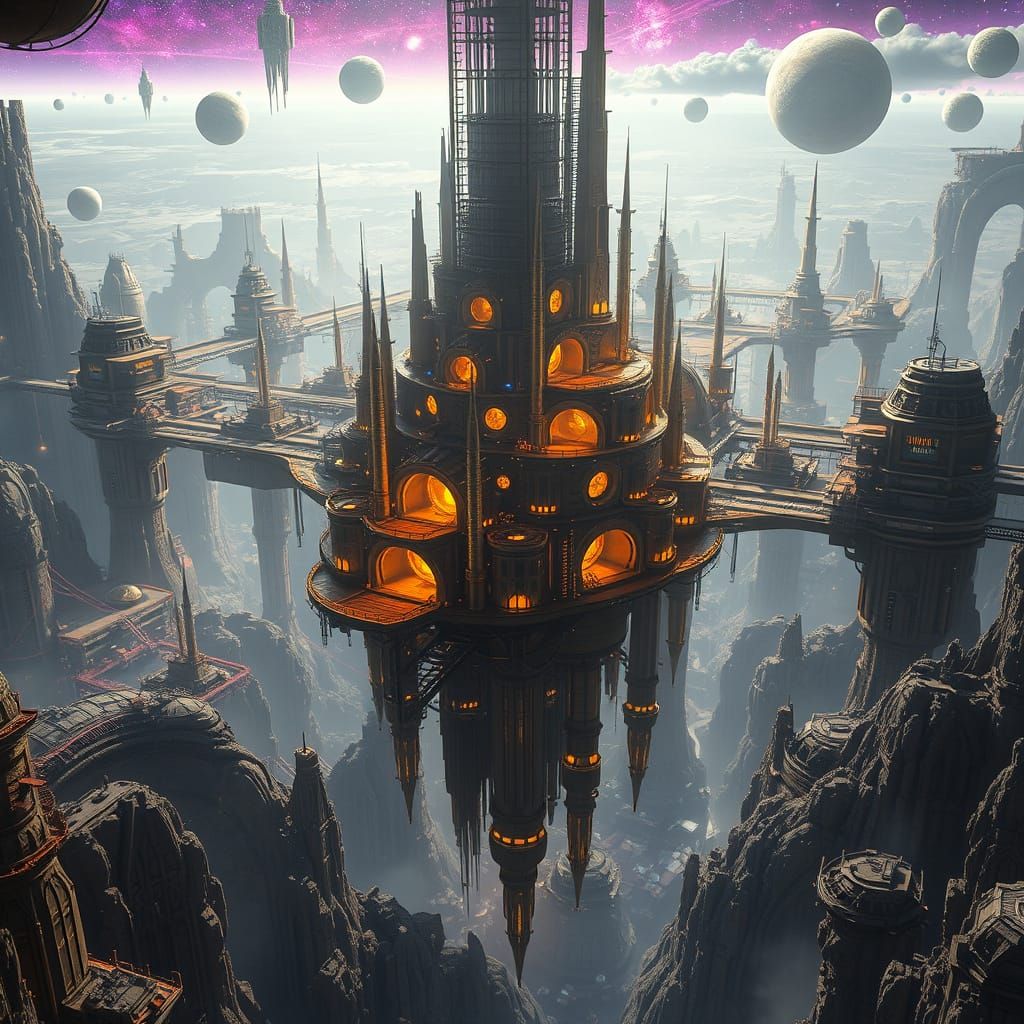 Cosmic Metropolis Built from Celestial Materials - AI Art