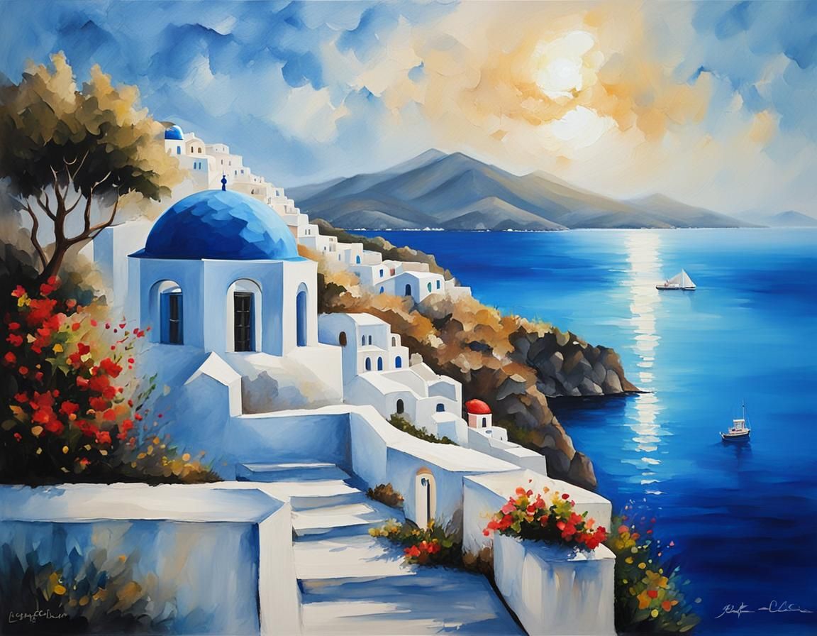 Stunningly beautiful landscape of Greece - AI Generated Artwork ...