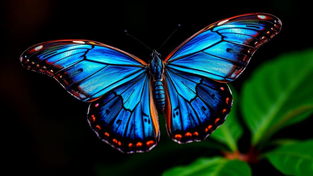 Photorealistic Macro Blue Morpho Butterfly Art By Archangel Tara