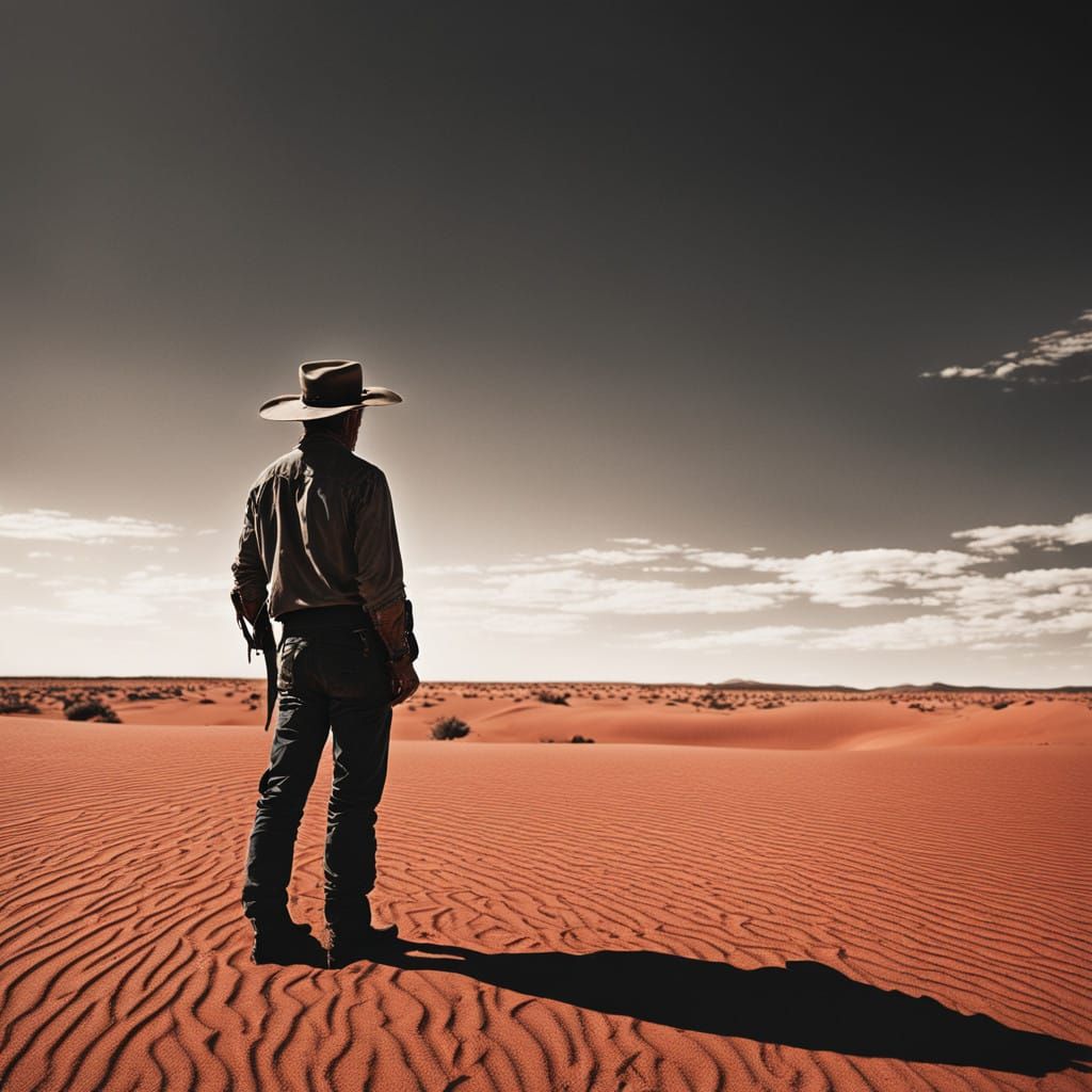 Weathered Outback Man Thrives in the Australian De... - AI Art