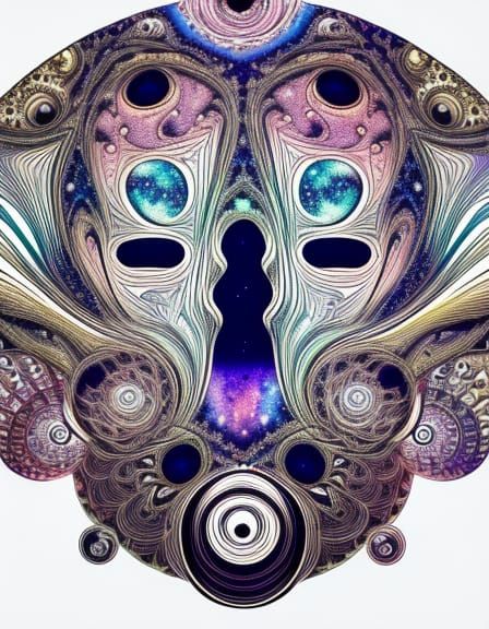 The cosmos in a skull, vector wave function Zentangle 3d shading 8k ...