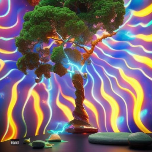 evolution of the electric neon swirl tree - AI Generated Artwork ...