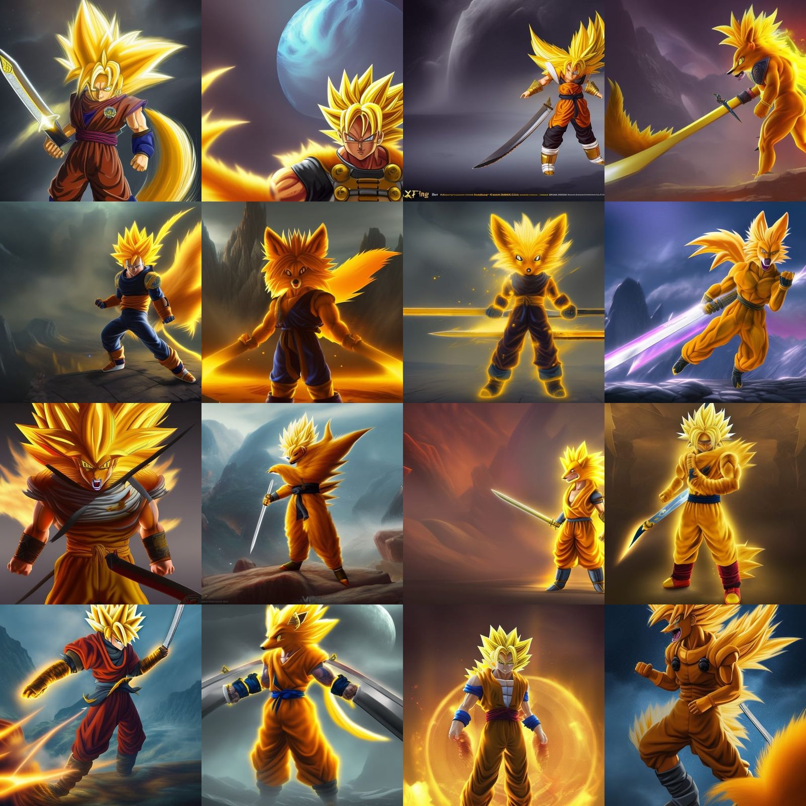 Legendary Ultimate Yellow Super Saiyan Fox with a sword - AI Generated ...