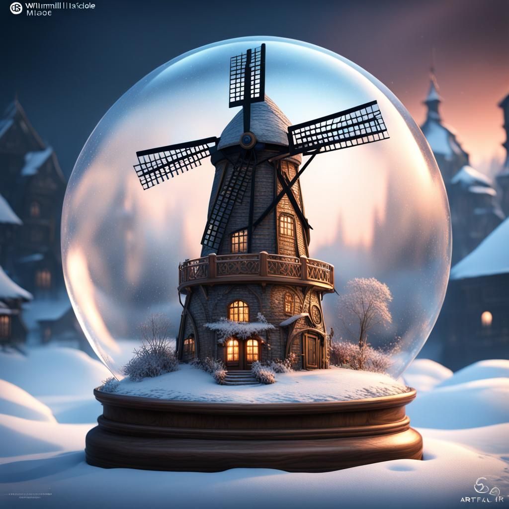windmill inside a snowglobe - Remix 1 - AI Generated Artwork ...