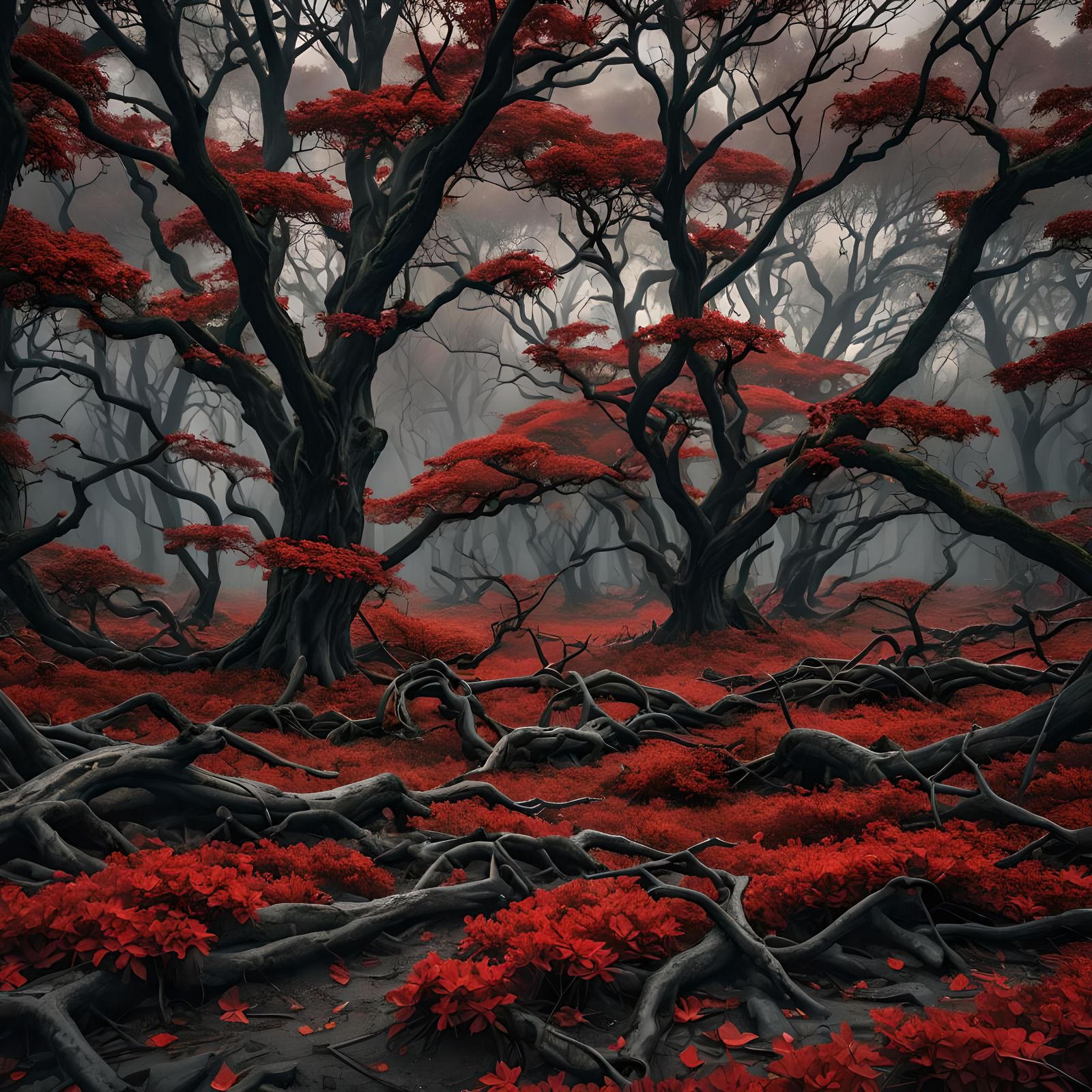 The Scarlet Forest - AI Generated Artwork - NightCafe Creator