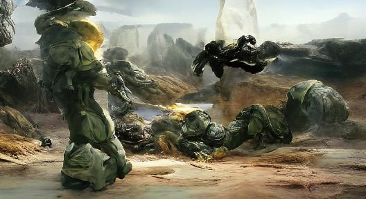 Master Chief fighting Aliens - AI Generated Artwork - NightCafe Creator