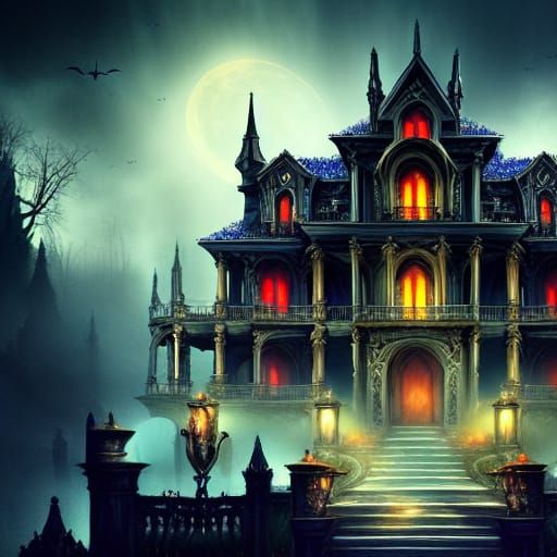 vampire mansion - AI Generated Artwork - NightCafe Creator