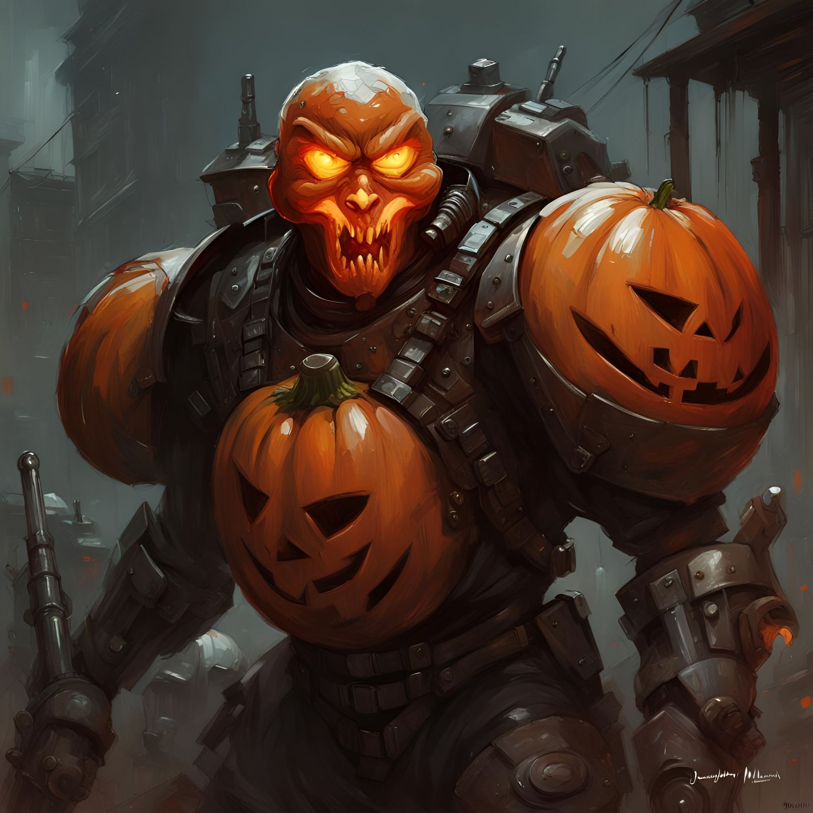 Pumpkin Head: cyborg bountyhunter - AI Generated Artwork - NightCafe ...
