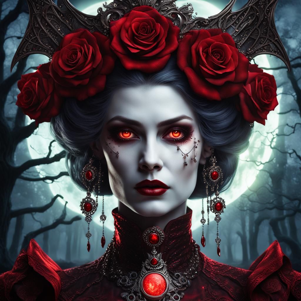 Photorealistic close-up head and shoulders portrait of a majestic evil ...