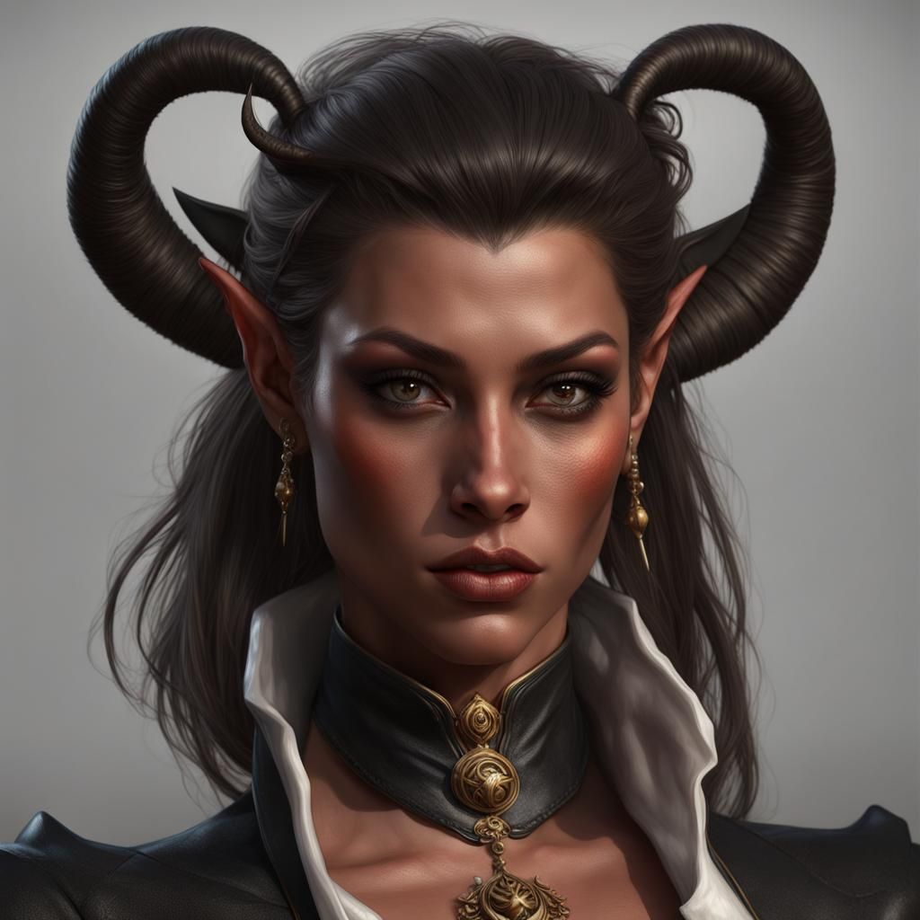 female tiefling, dark eyes, formal clothing, Beautiful, D&D Character ...