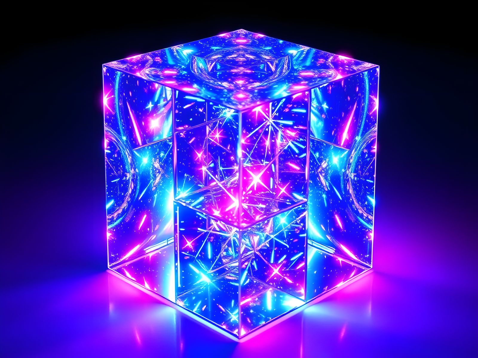 The HyperCube - Surreal Infinity Mirror Artwork in Ultra-Ch...