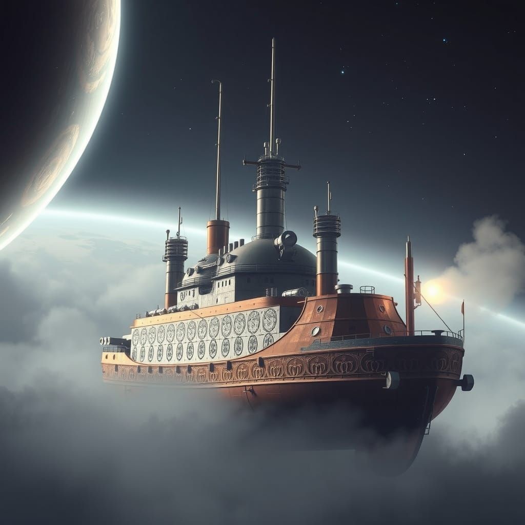 Steampunk Celestial Outpost Rises from Artificial ... - AI Art