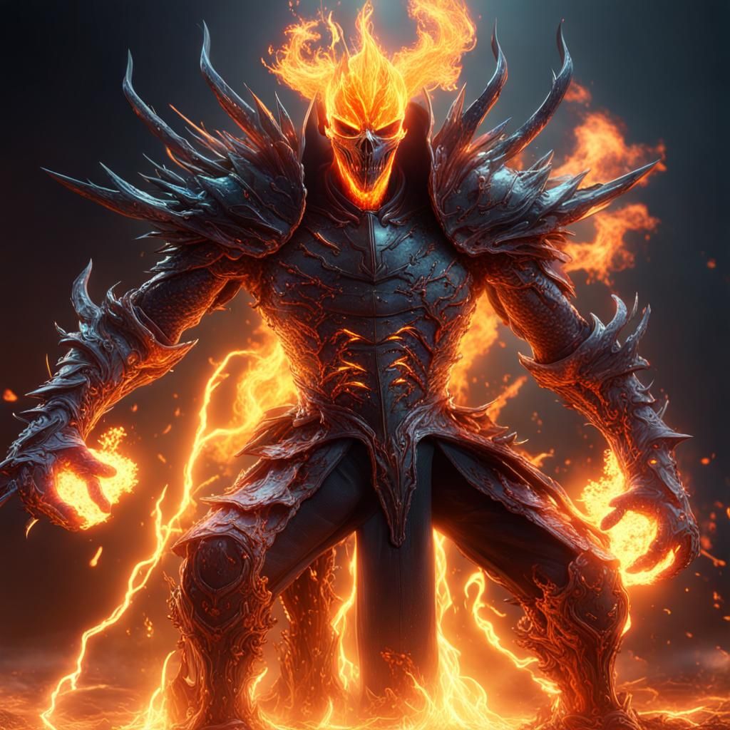 Sauron fused with Shredder fused with Ghost Rider completely engulfed ...