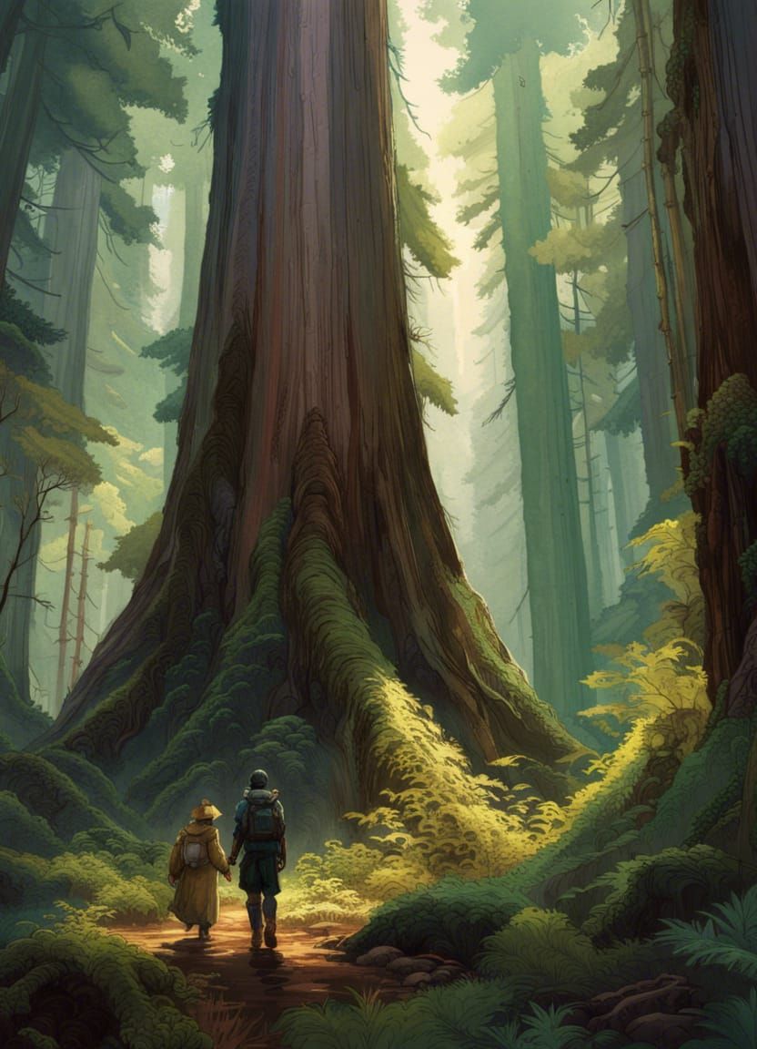 Walking amongst towering redwood trees, ver. 2 - AI Generated Artwork ...