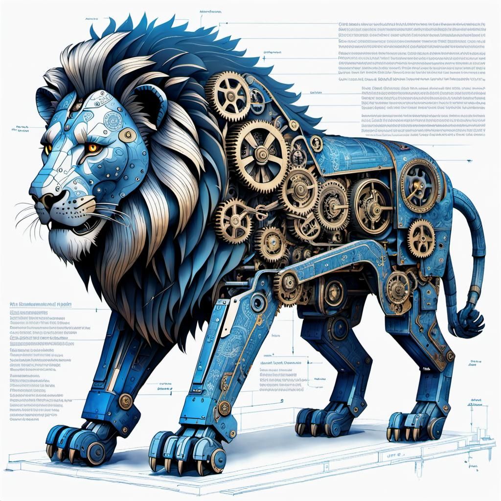 Mechanical lion - AI Generated Artwork - NightCafe Creator