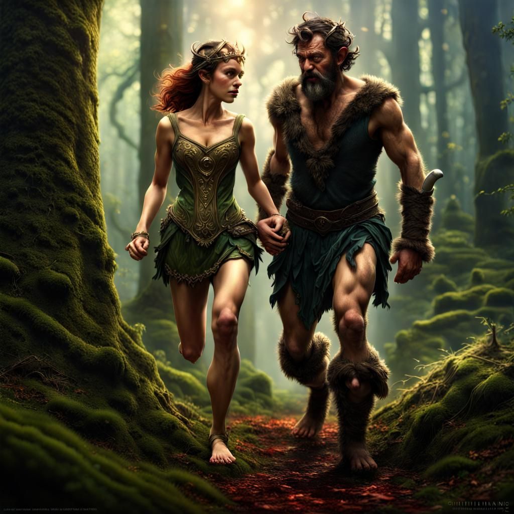 medieval princess and satyr hybrid running, satyr legs, satyr limbs ...