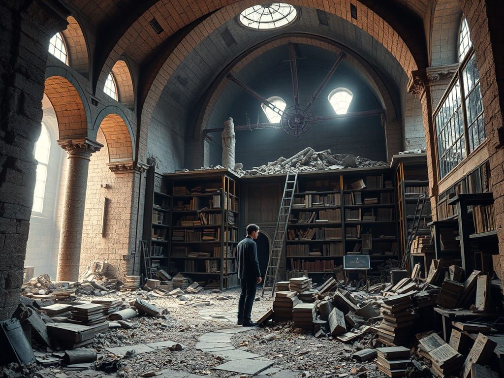 The Eloi library in AD 802,701 - Decaying Eloi Library in a ...