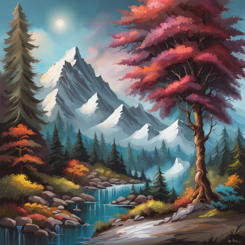bob ross - AI Generated Artwork - NightCafe Creator