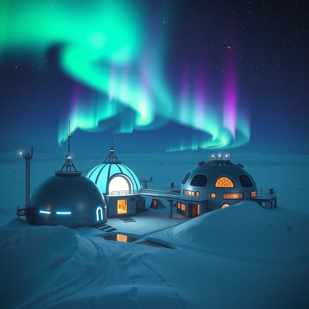 Remote outpost - Futuristic Arctic Outpost Under the Norther...