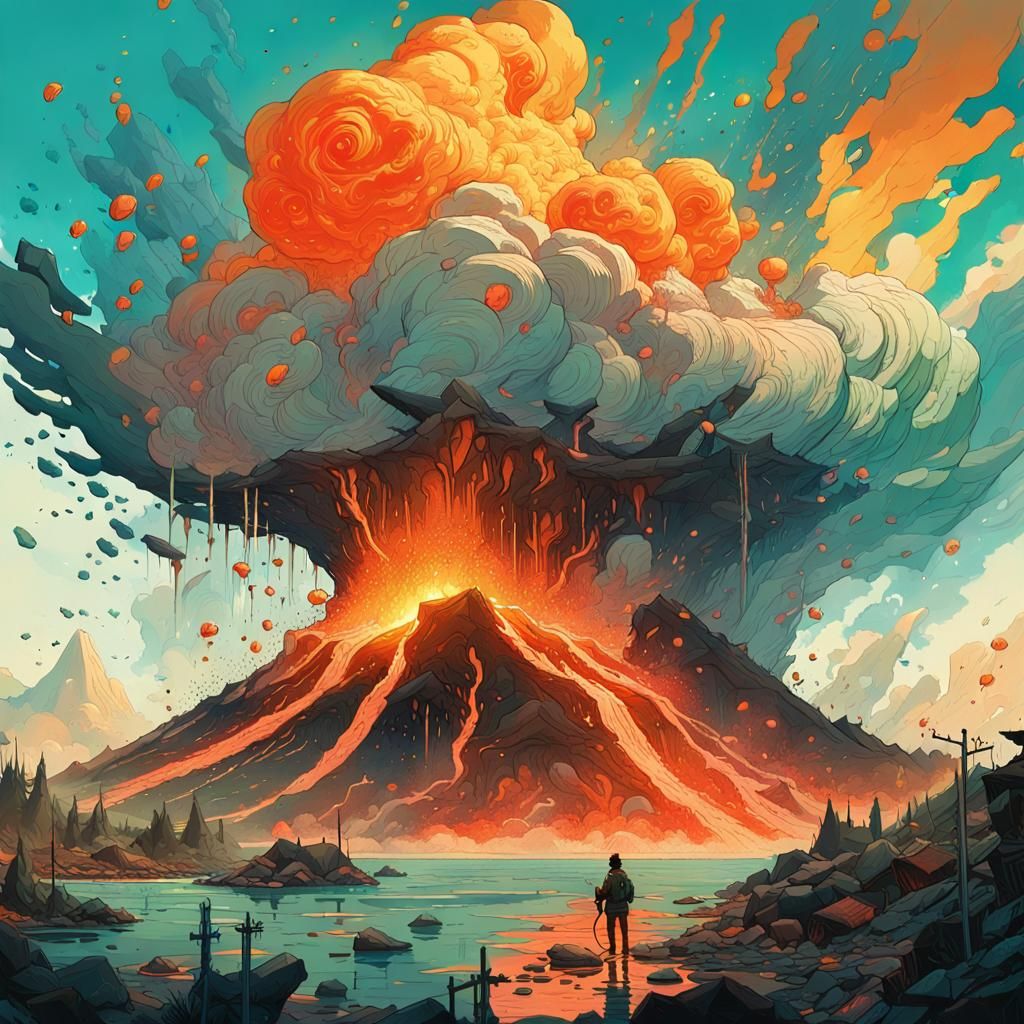 Volcano splash art - AI Generated Artwork - NightCafe Creator