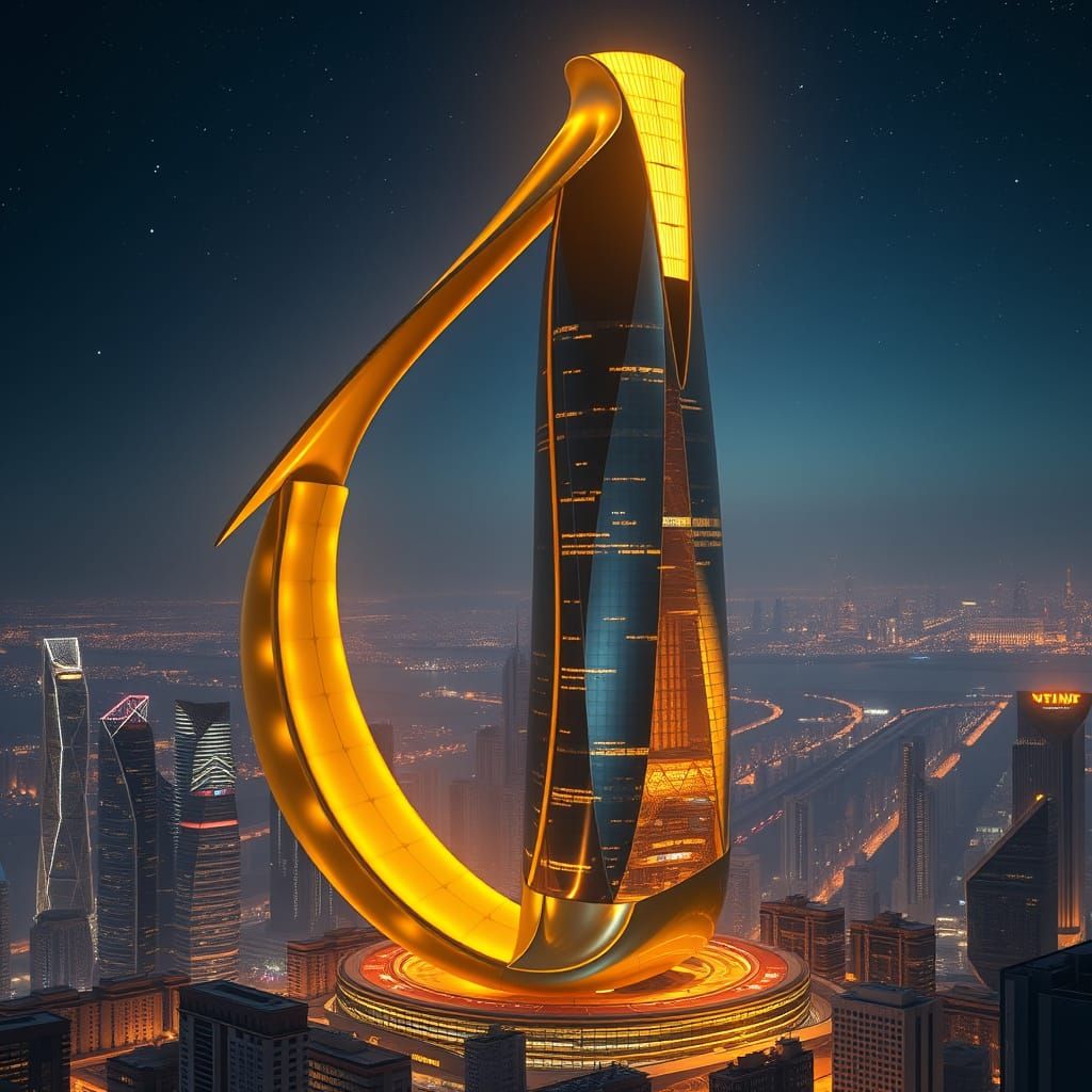 Banana building - Surreal Futuristic Cityscape with Banana-I...