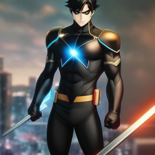 Nightwing, superhero, black hair, mask, - AI Generated Artwork ...