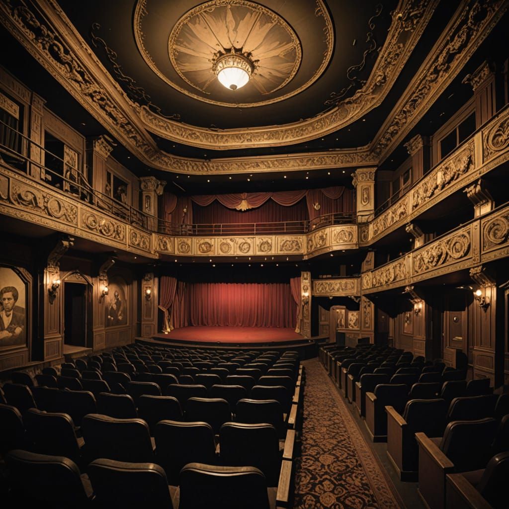 Vintage Theater in Abandoned Decay - AI Art