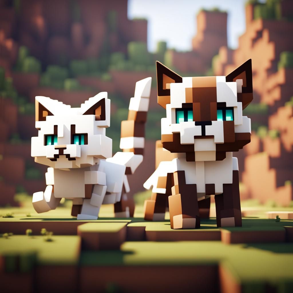White And Brown Minecraft Kittens Ai Generated Artwork Nightcafe Creator