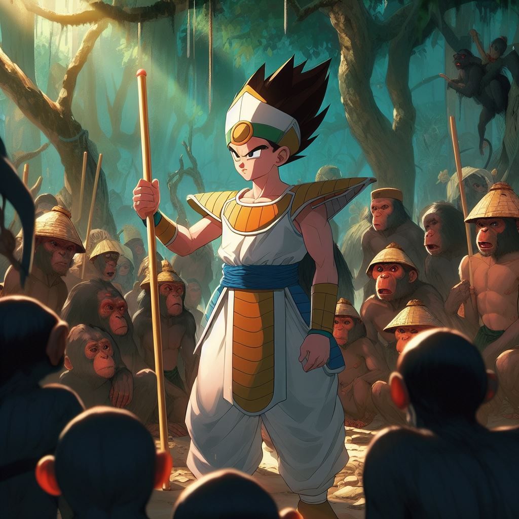 Vegeta and the monkeys - AI Generated Artwork - NightCafe Creator