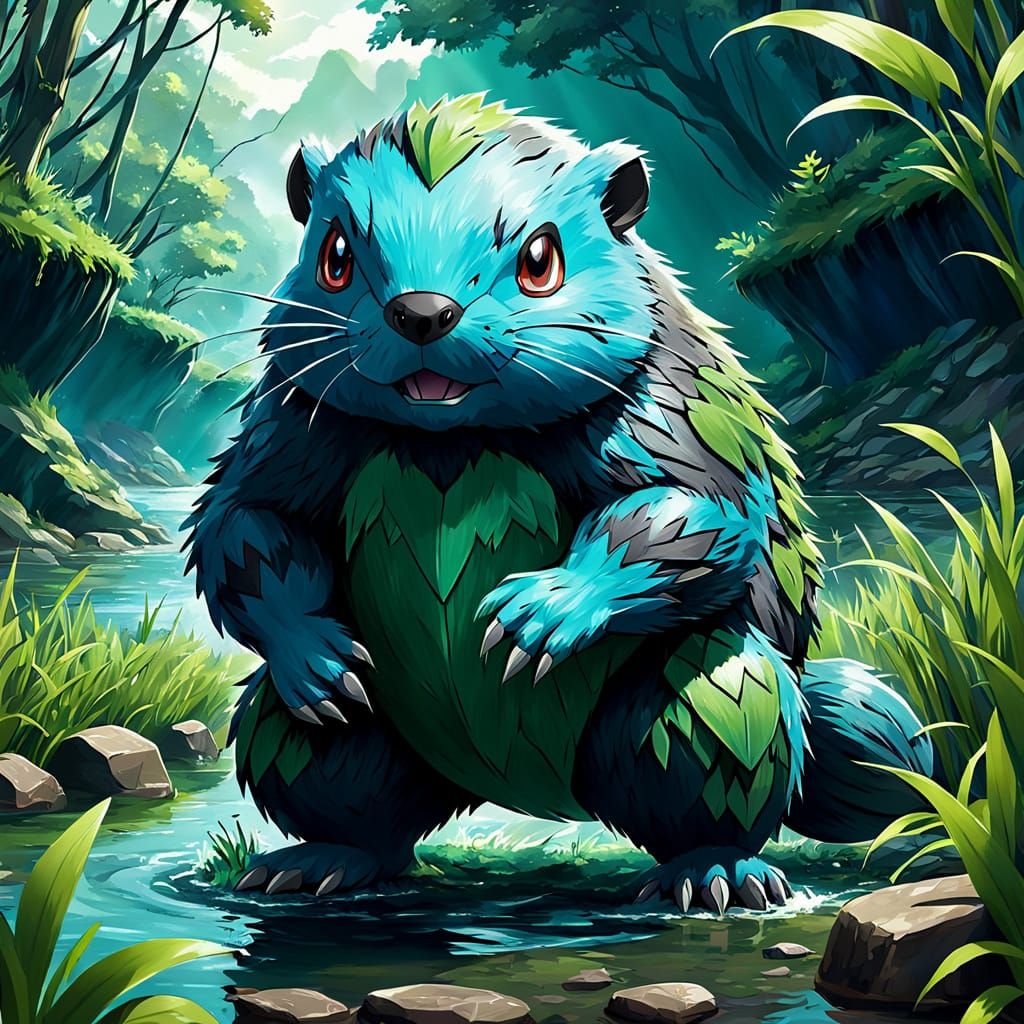 Colossal Beaver Pokémon: Master Architect and Guar... - AI Art