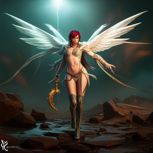Cyberangel with wings - AI Generated Artwork - NightCafe Creator