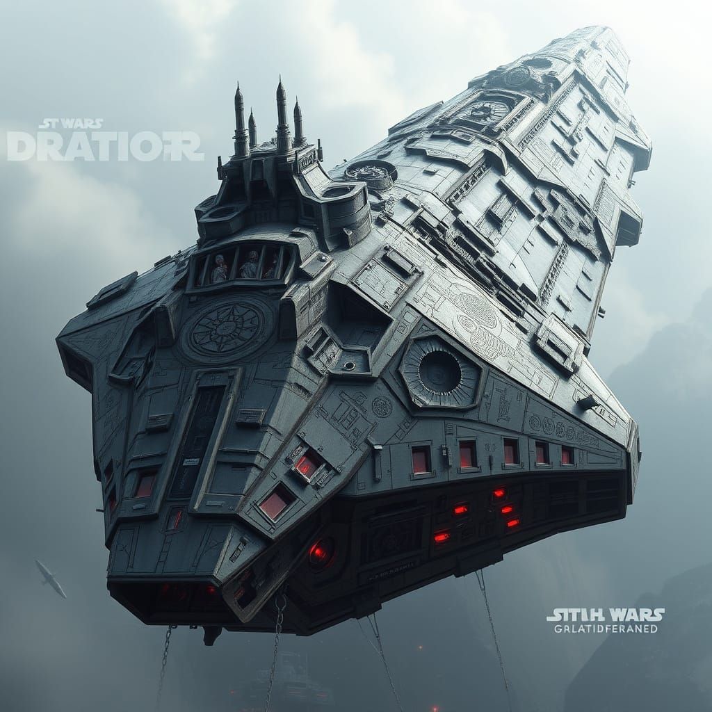 Ancient Sith Dreadnought, the Sith Bastion, in Rui... - AI Art