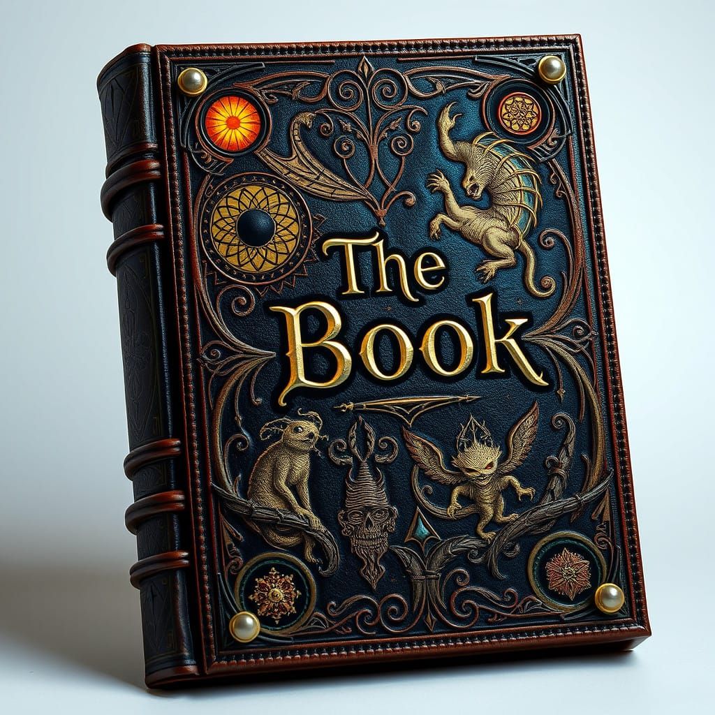 Surrealist Leather-Bound Tome in Art Nouveau Style - AI Art