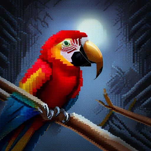 Pixelated Scarlet Macaw - AI Generated Artwork - NightCafe Creator