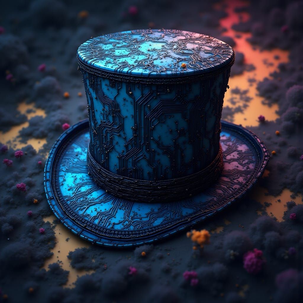 Black Circuit Hat - Circuit Board Hat in Cyberpunk Style