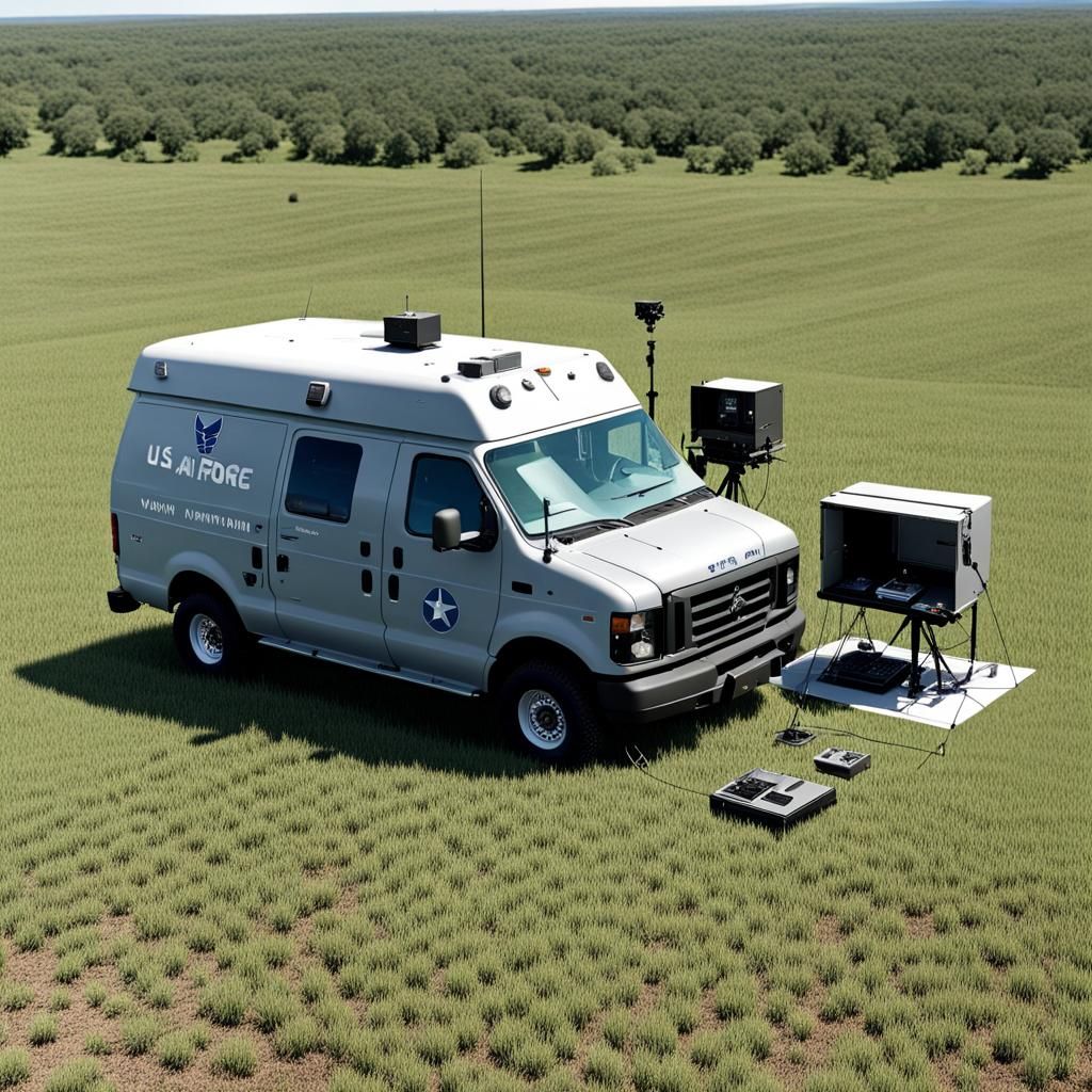 US Air Force communications van set up in field - AI Generated Artwork ...