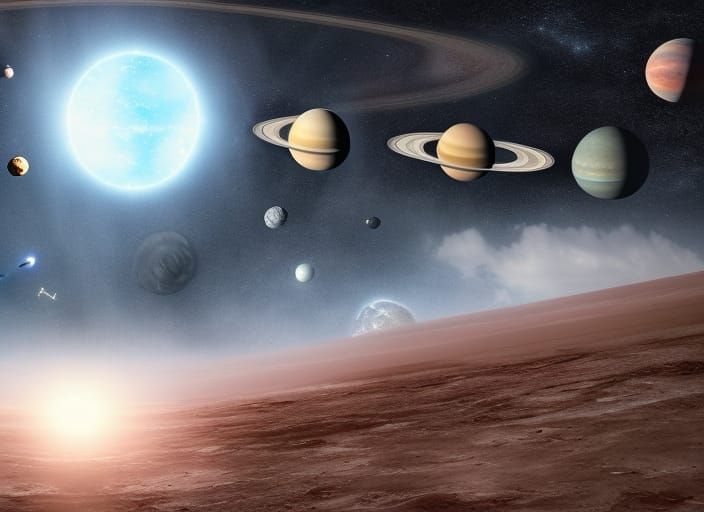 far away view of the solar system 8k resolution 8K 3D fantasy spacecore ...