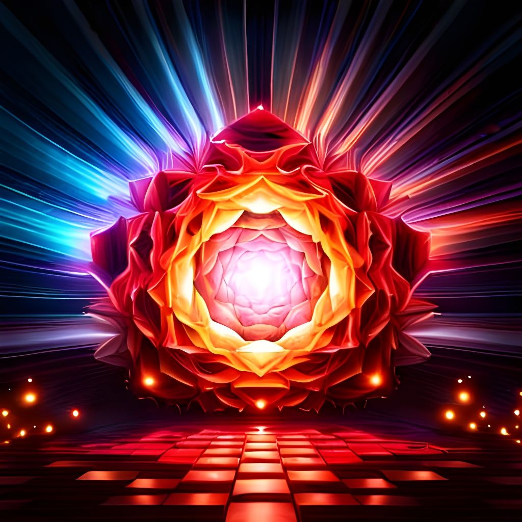 Neon glowing Crystal steampunk rose bioluminescent neon light rays ...