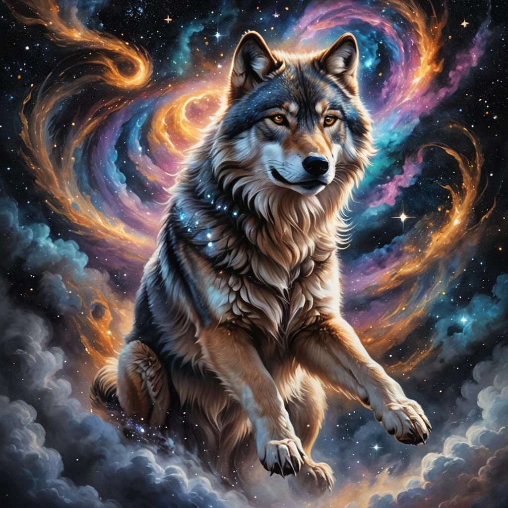 Galactic Wolf - AI Generated Artwork - NightCafe Creator