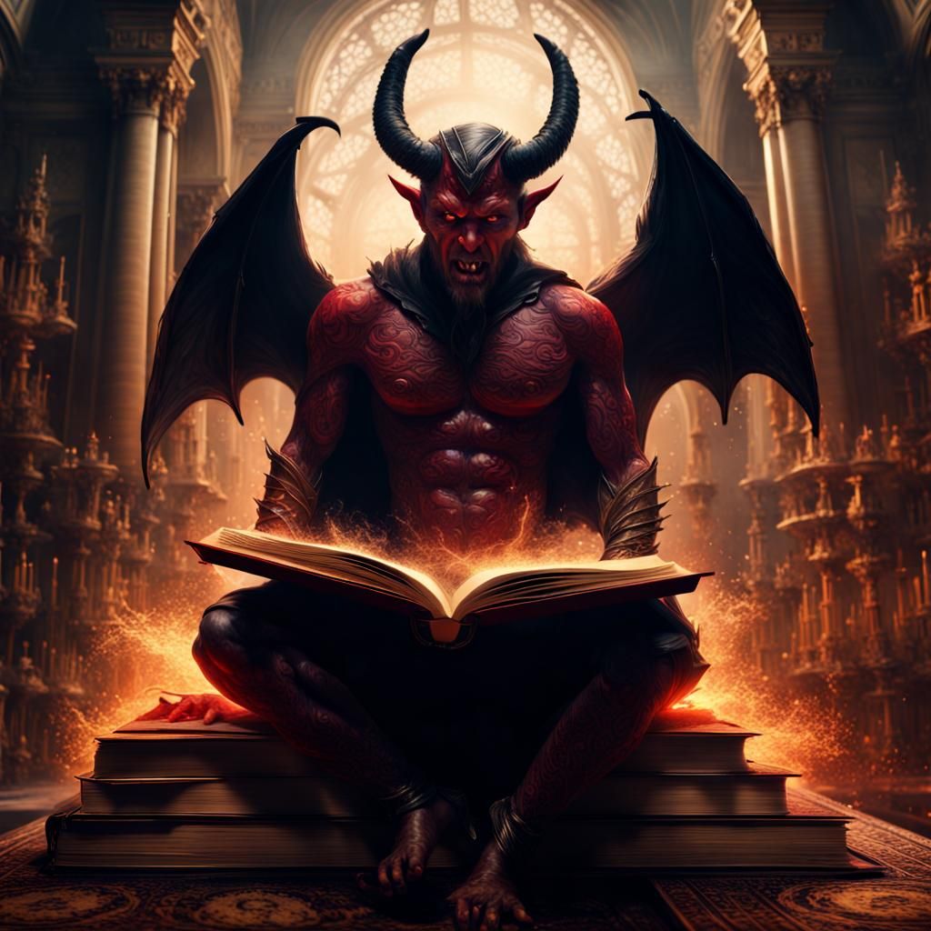 Spellbook | Devil stepping out of the pages of an open book | Epic ...