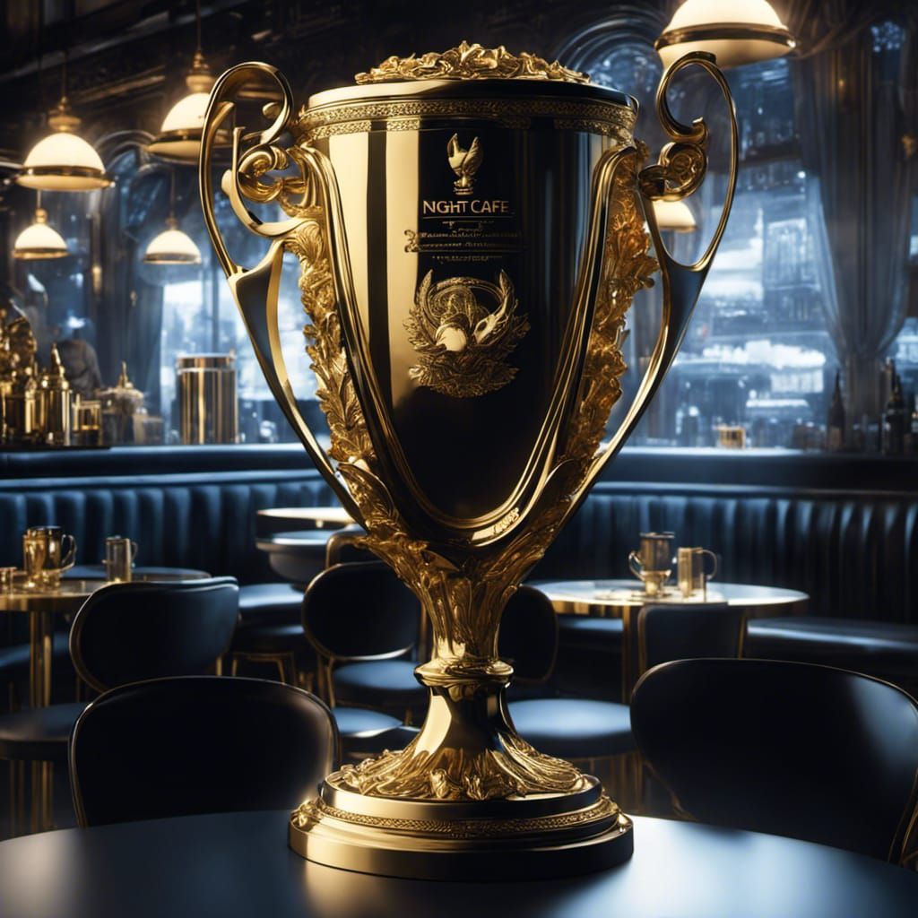 The Night Cafe contributor of the year trophy 24 carat gold - AI ...