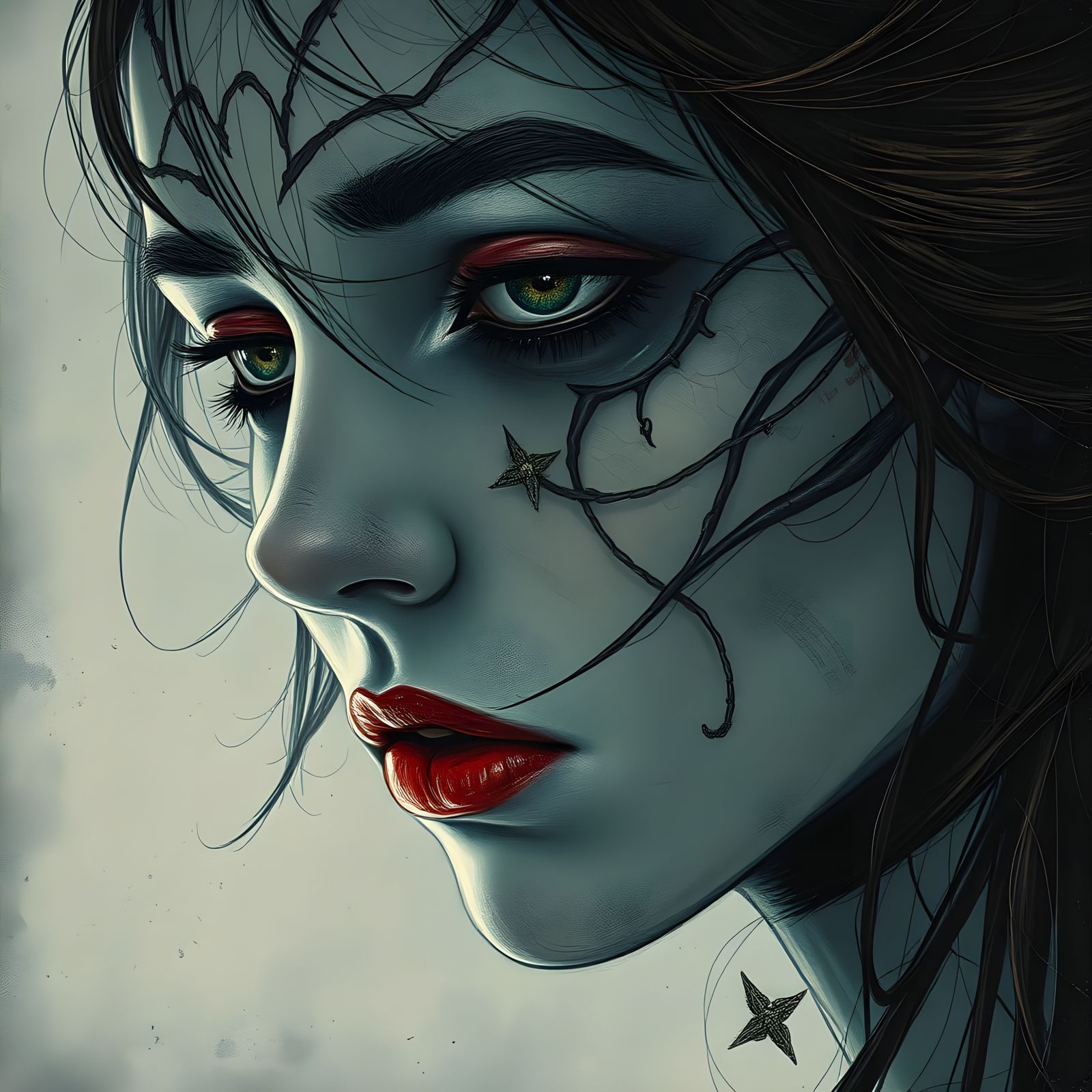 The StarWalker - Seductive Female Face in a Dark, Gothic Ae...