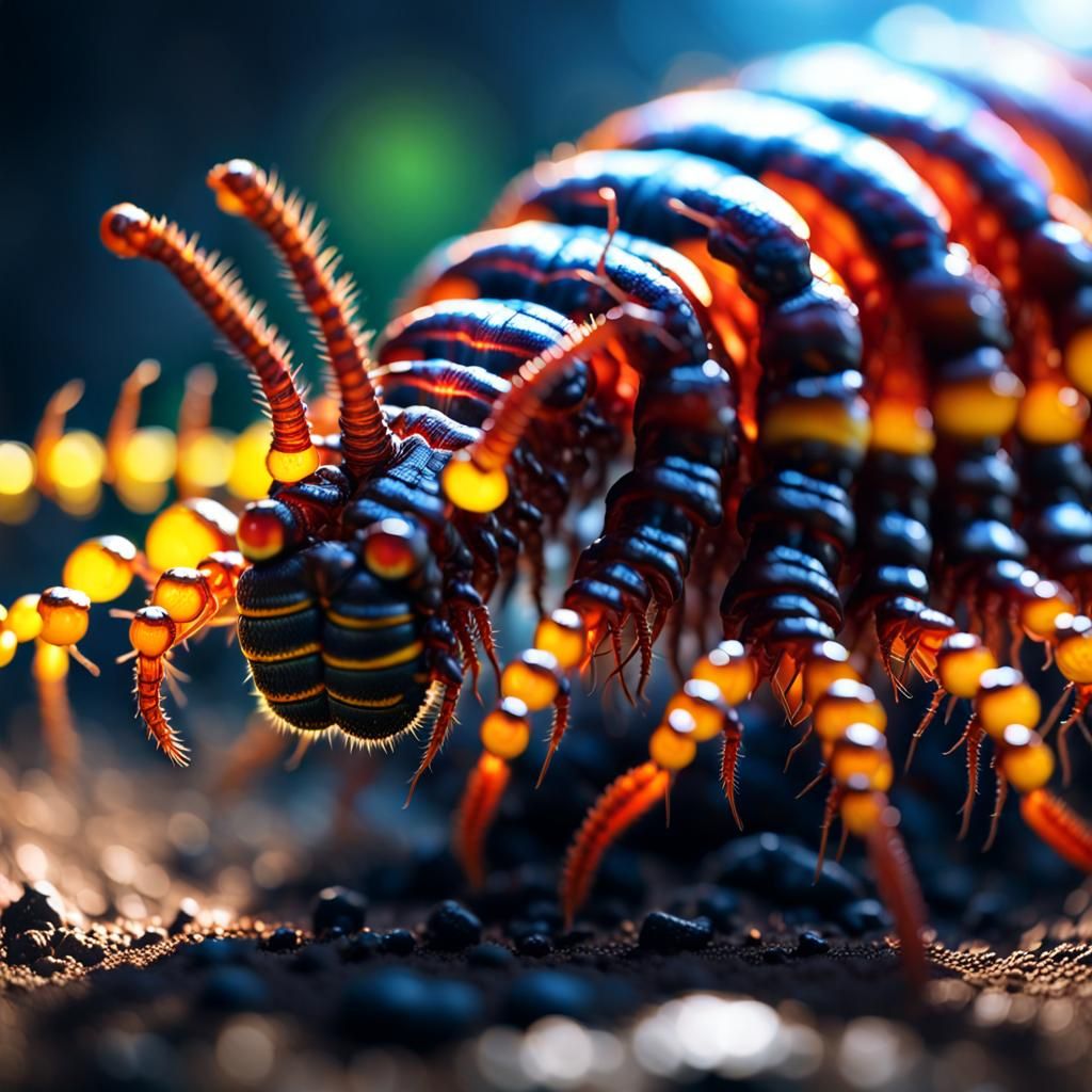 ultra-detailed macro photography of centipede highly detailed, HDR ...