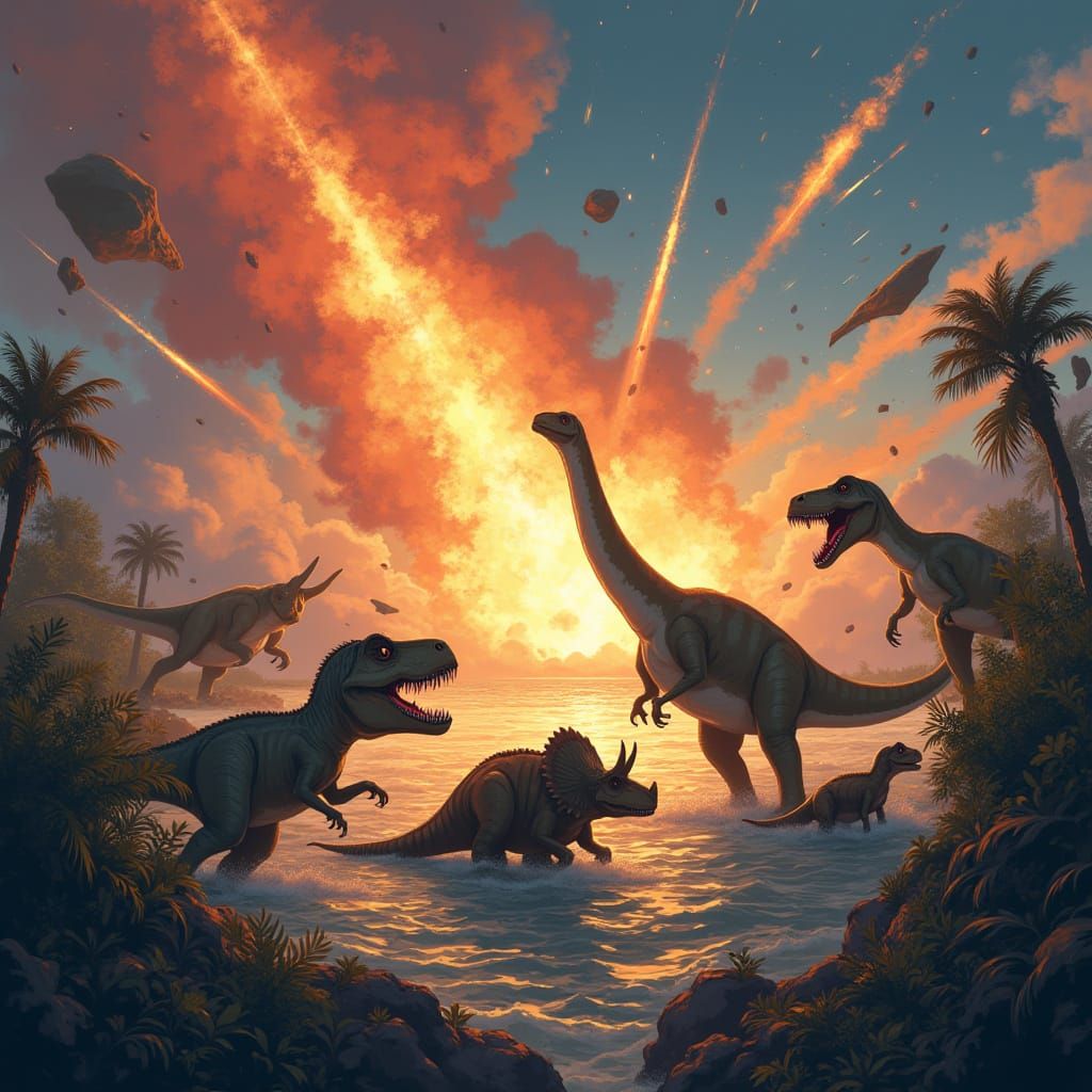 Cretaceous-Paleogene Extinction in Dramatic Studio... - AI Art