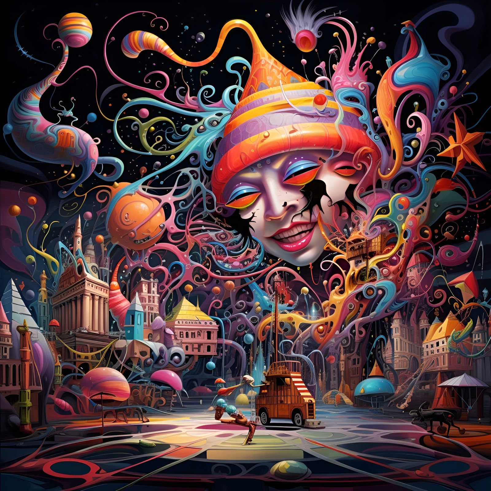 My mind is a circus...& I am the main Clown - AI Generated Artwork ...